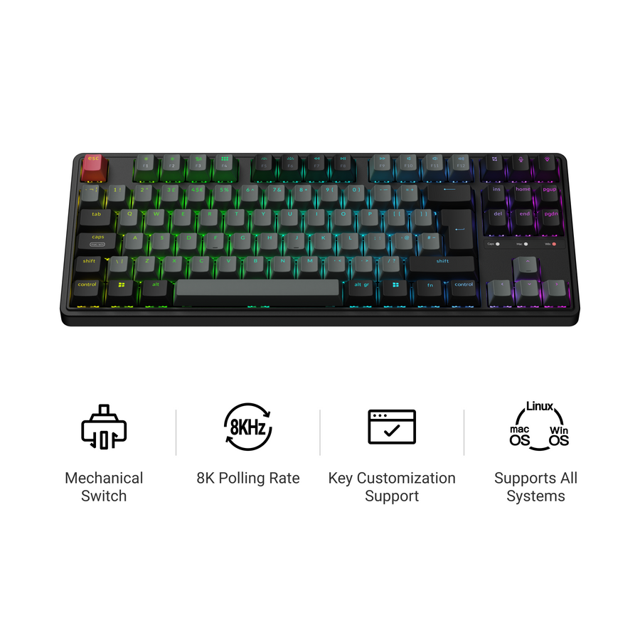 Keychron C3 Pro 8K QMK Wired Custom Mechanical Keyboard ISO Layout Col ...