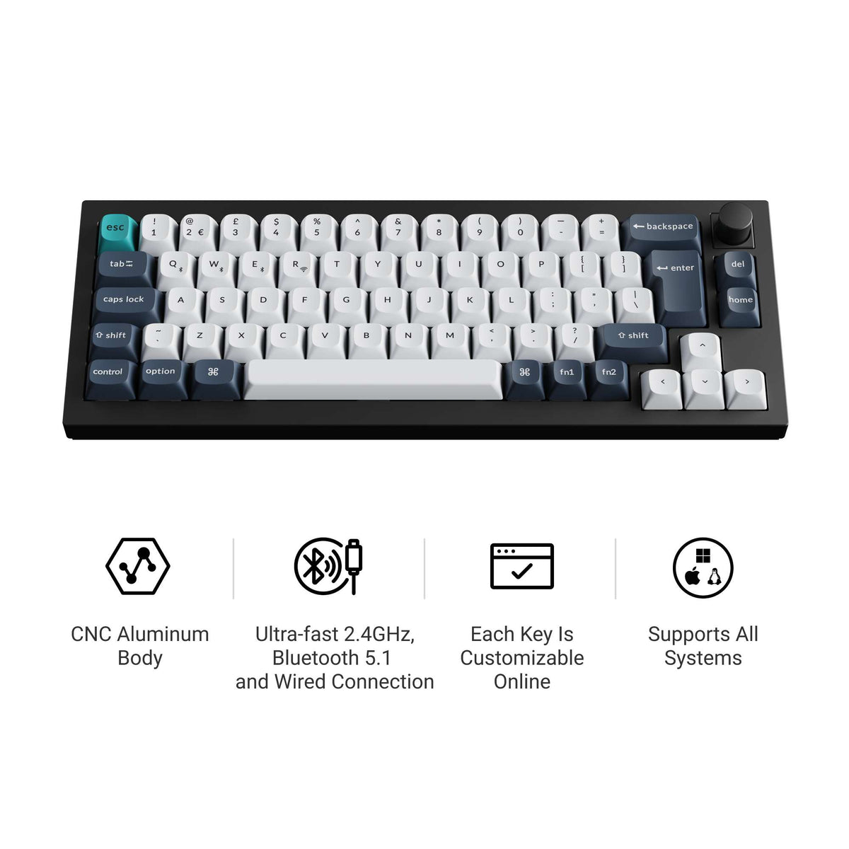 Keychron Q2 Max QMK/VIA Wireless Custom Mechanical Keyboard ISO Layout ...